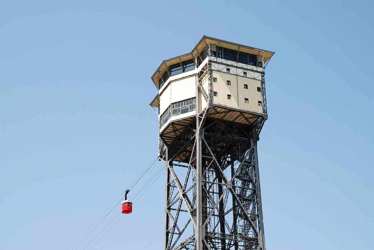 BARCELONA, SPAIN - APRIL 19, 2018: A vintage red cable car on the ...