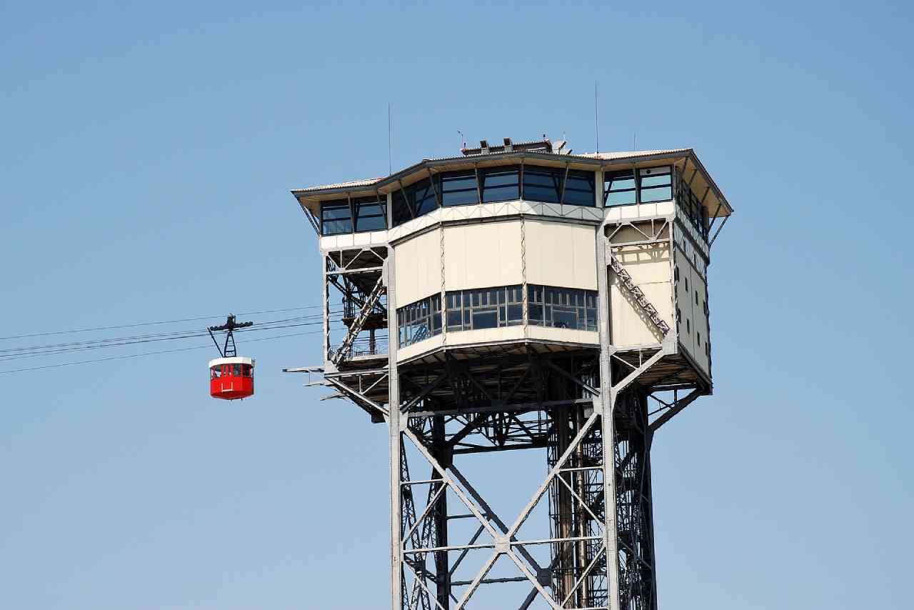 BARCELONA, SPAIN - APRIL 19, 2018: A vintage red cable car on the ...